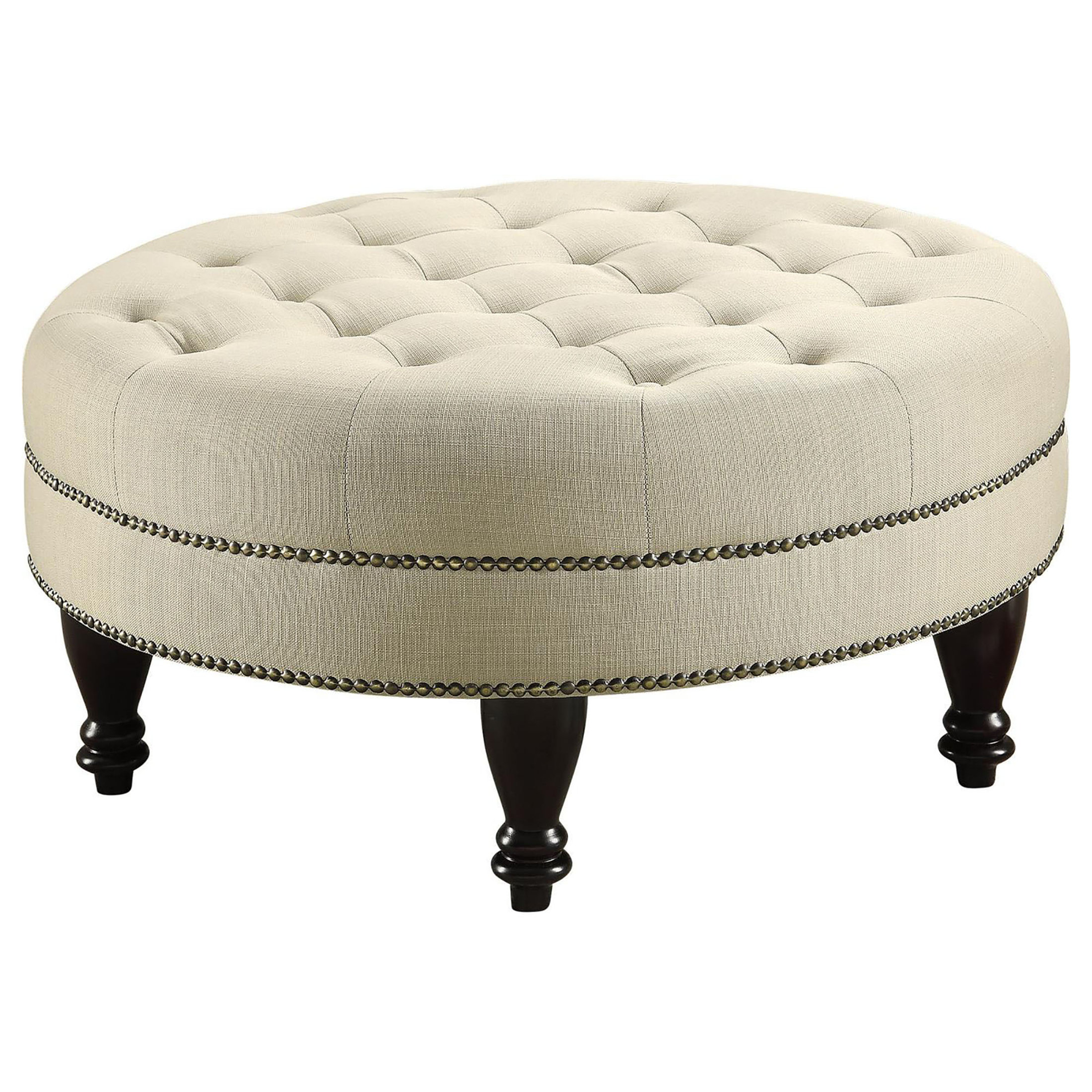 Red Barrel Studio® Oatmeal Cocktail Ottoman with Elegant Nailhead Trim ...