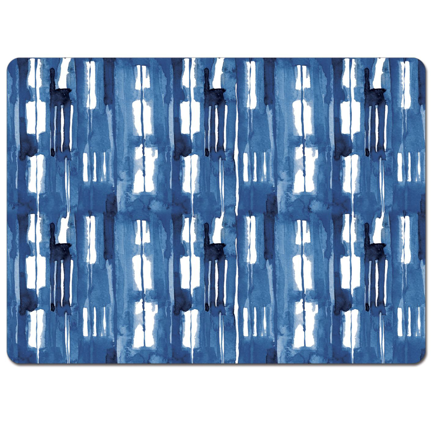 CounterArt Indigo Block Lines Decorative Hardboard Placemats with ...