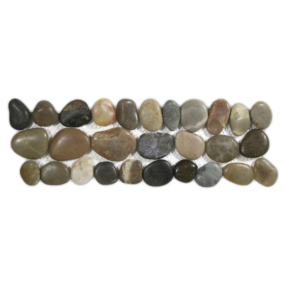 CNK Tile Pecos Natural Stone Listello Mosaic Tile Hand-Selected Pebble ...