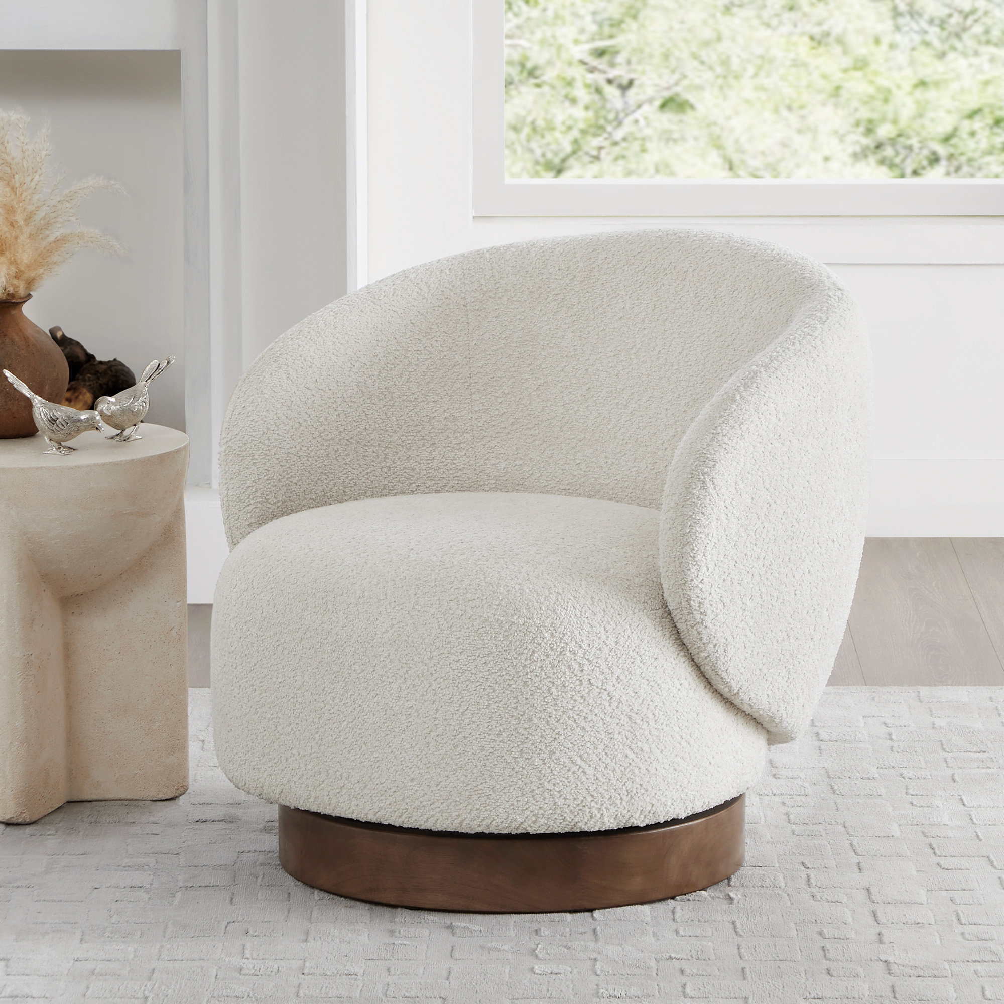 Wade Logan® Bernhardin Modern Swivel Barrel Chairs with Wood Base ...
