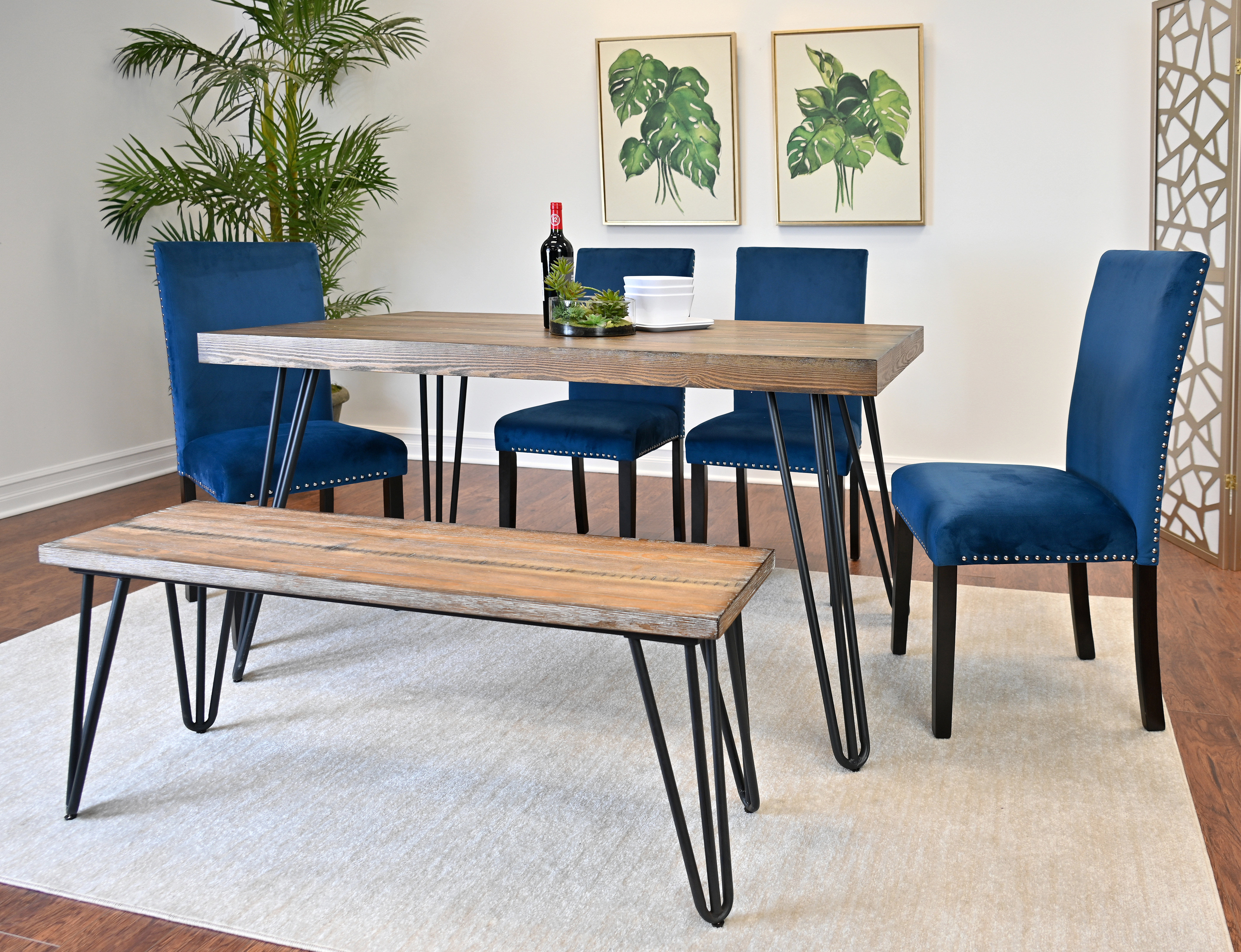 DAPPER DOODLES INC 6-Piece Dining Set, Hairpin Dining Table With 4 ...