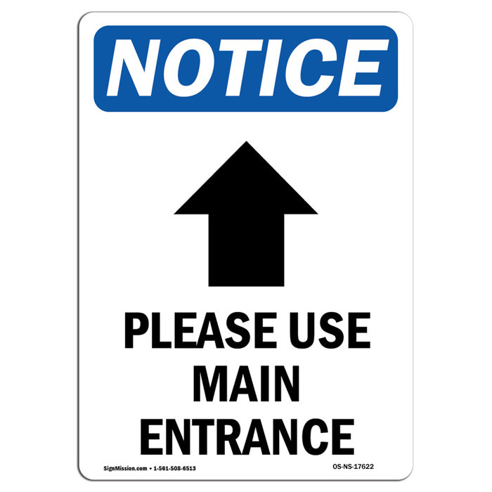 SignMission Please Use Main Entrance Sign with Symbol | Wayfair