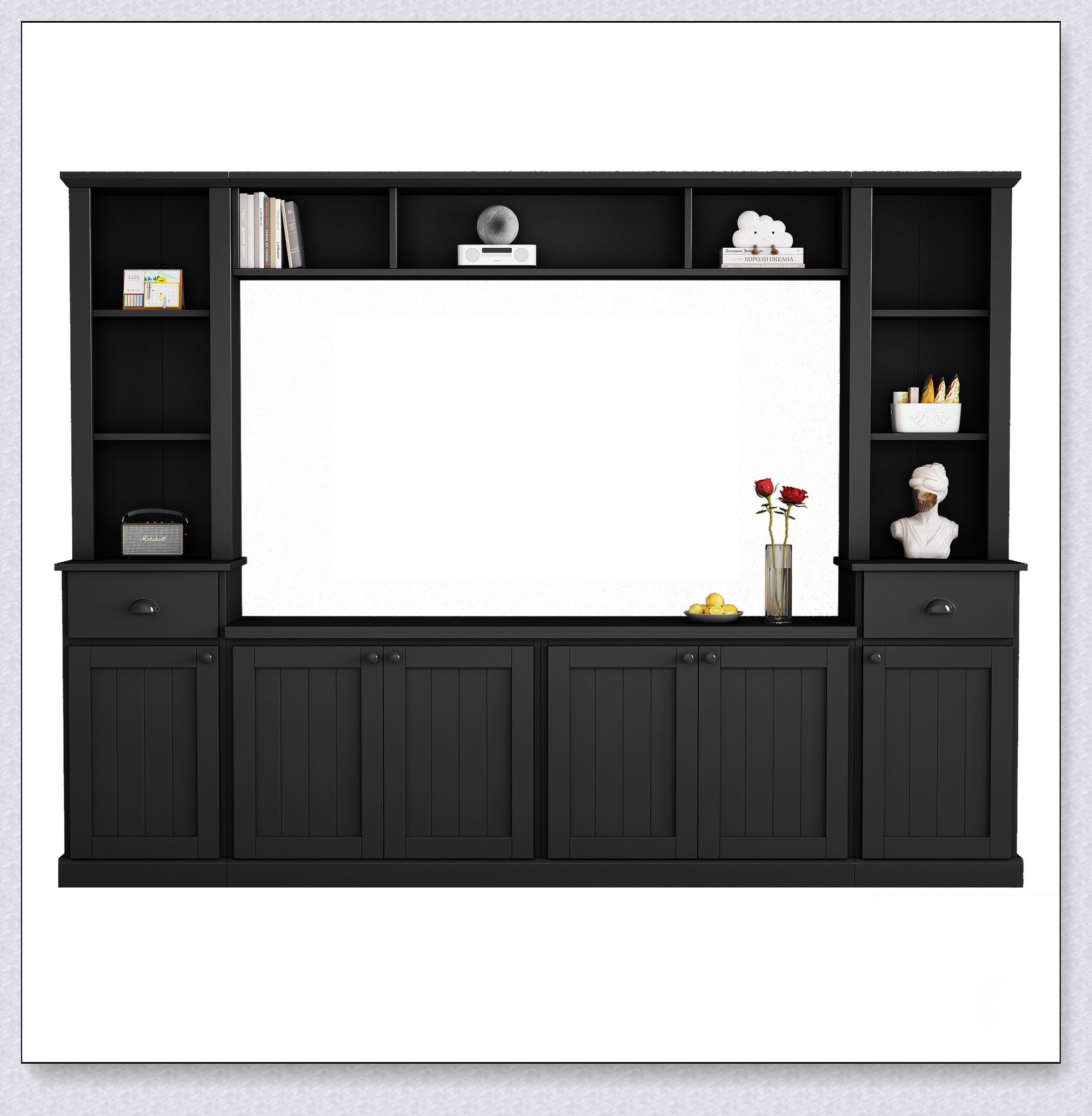 Red Barrel Studio Minimalist Entertainment Wall Unit Set with Bridge ...