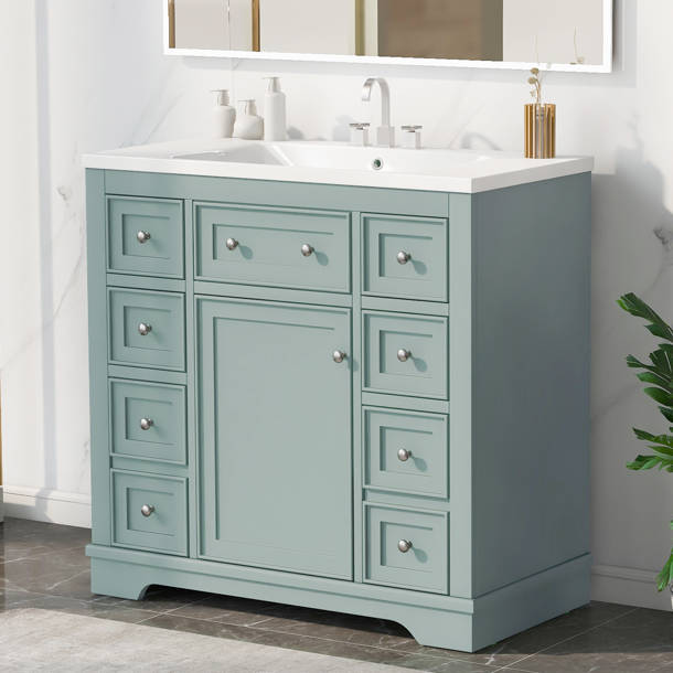 Highland Dunes Cheever Drawer Bank Shaker 12" Bathroom Vanity Base Only ...
