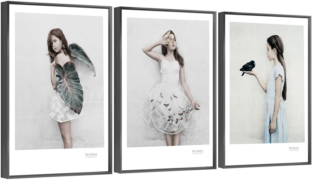 Latitude Run® Angel Girl Aluminum Framed Wall Art - 3 Piece Picture ...