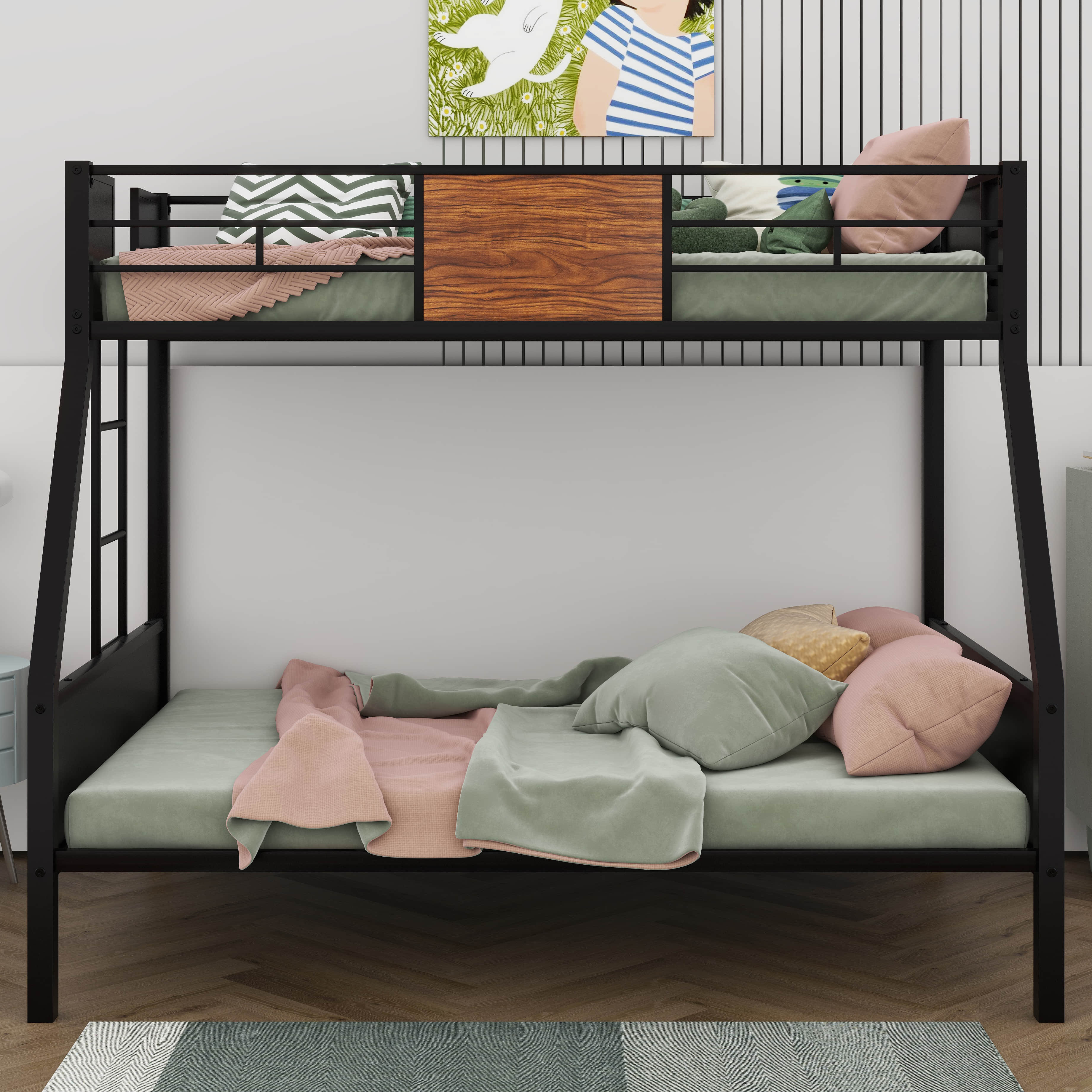 Mason & Marbles Amaker Twin Over Full Bunk Bed Modern Style Steel Frame ...