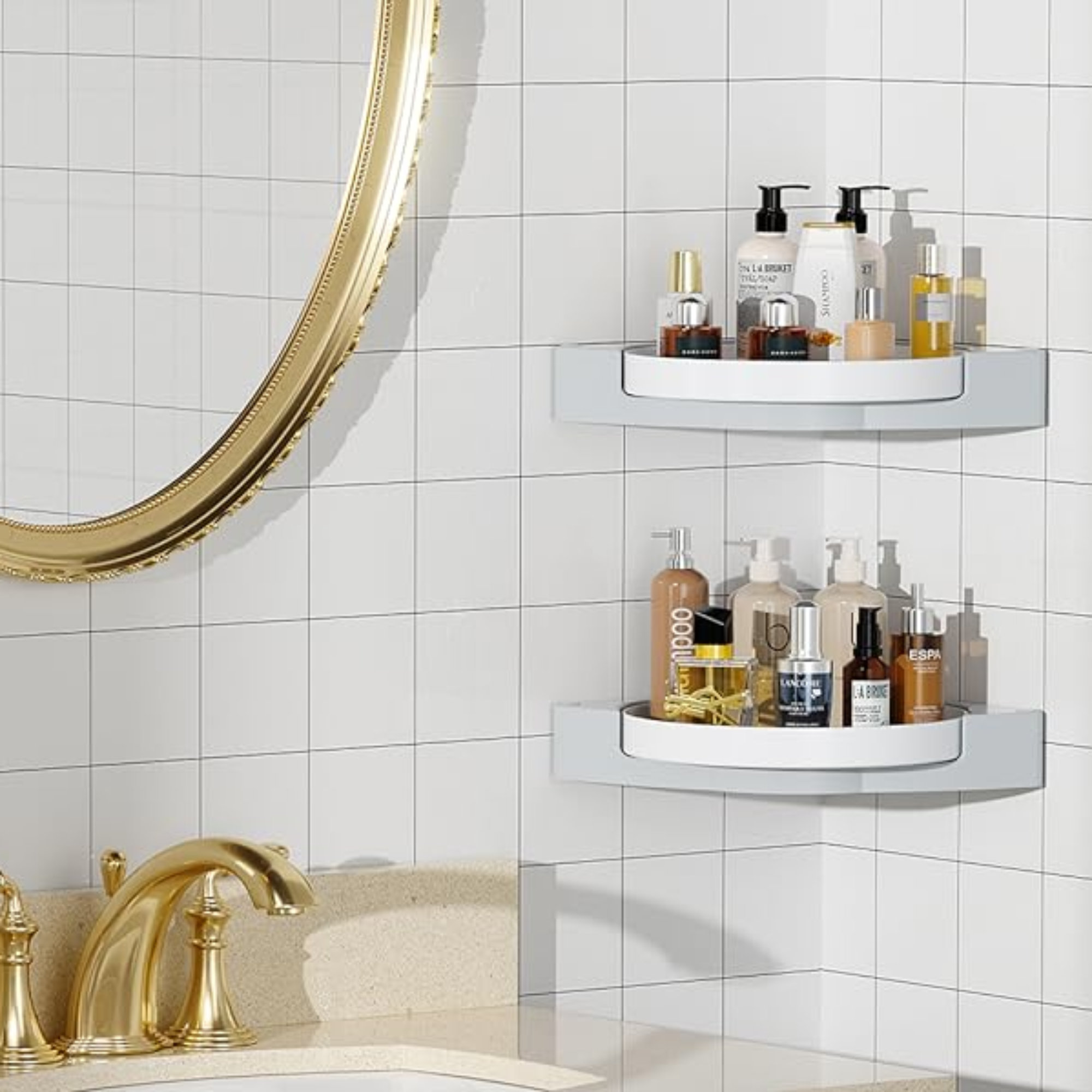 Rebrilliant Margueriete Corner Shower Caddy Adhesive Shower Shelf ...