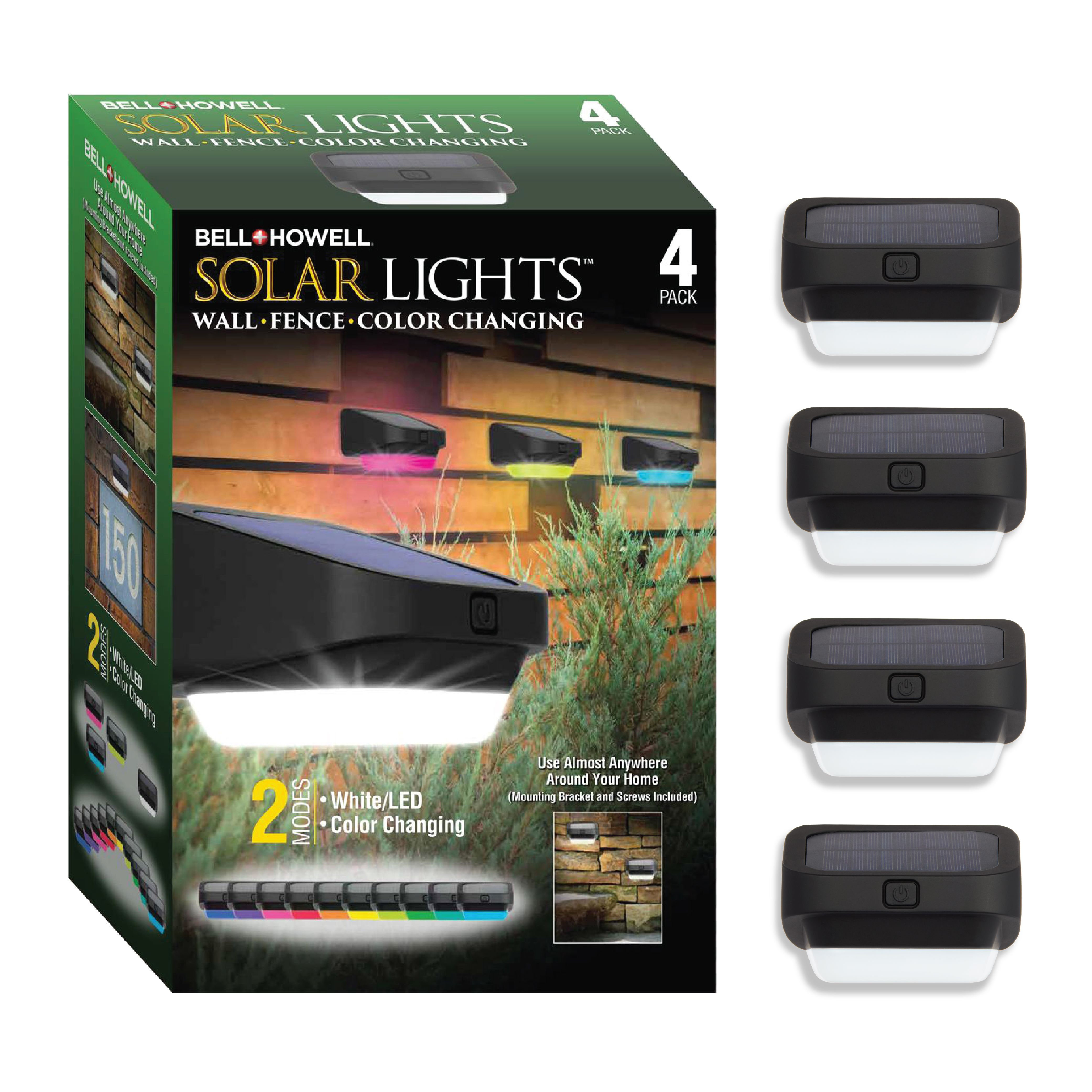 Bell + Howell Bell+Howell Solar Deck Fence Lights With Color Changing ...