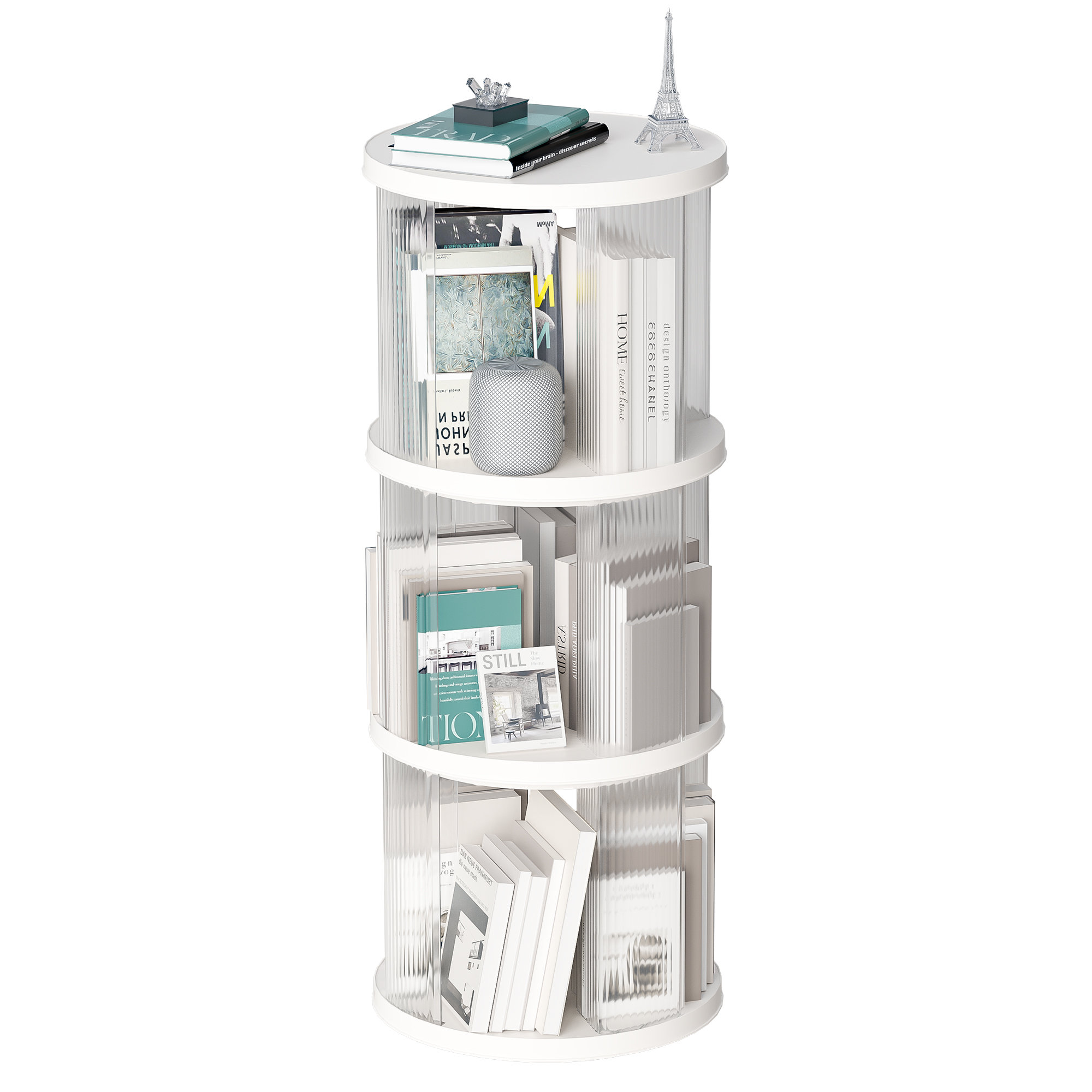 Orren Ellis 360° Rotating Bookshelf, Small Corner Bookcase With Small ...