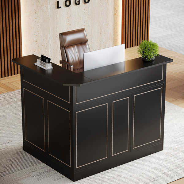 Black Reception Desks & Suites | Salon Desk With Counter