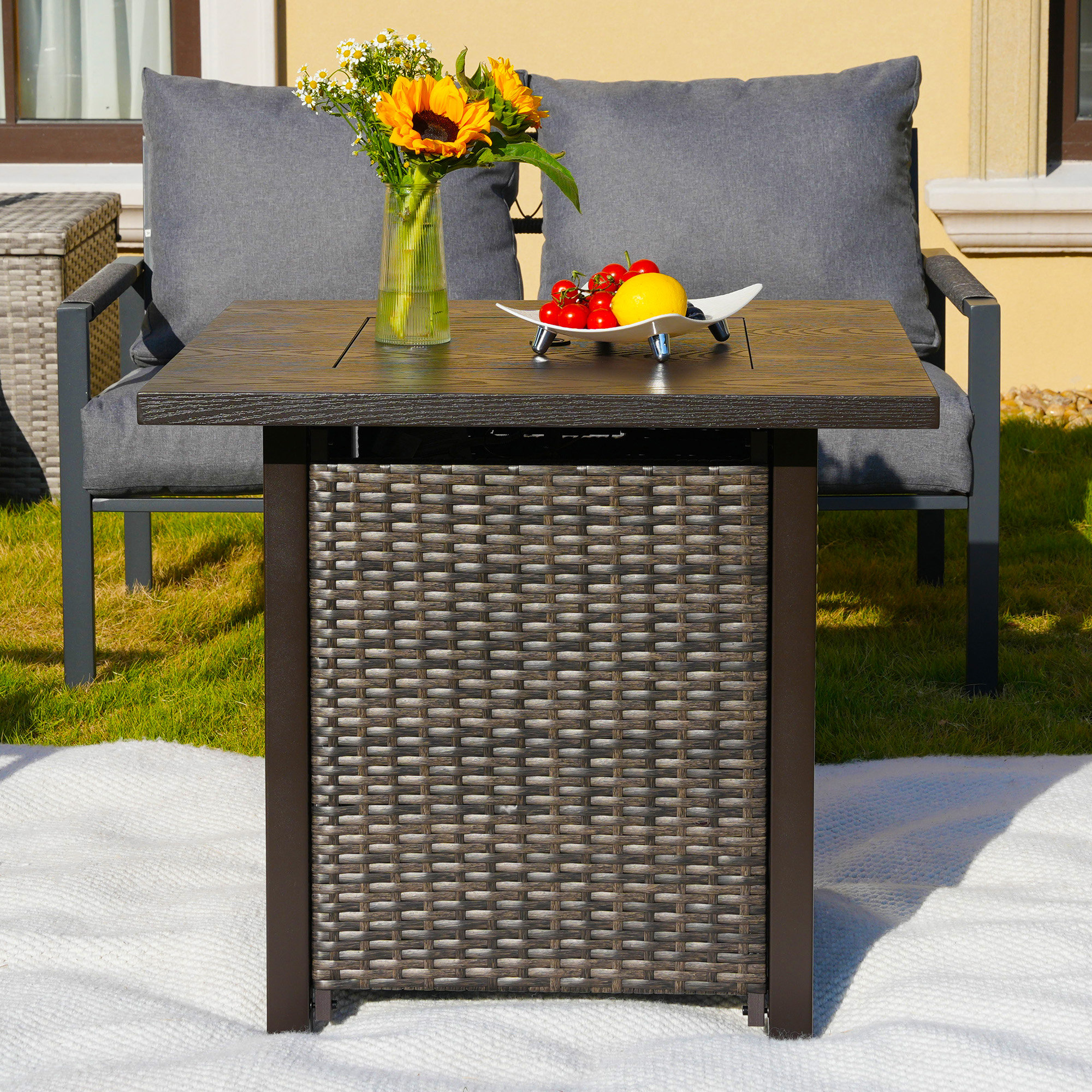 Aura Outdoor 25" H X 28" W Outdoor Fire Pit Table with Cover | Wayfair