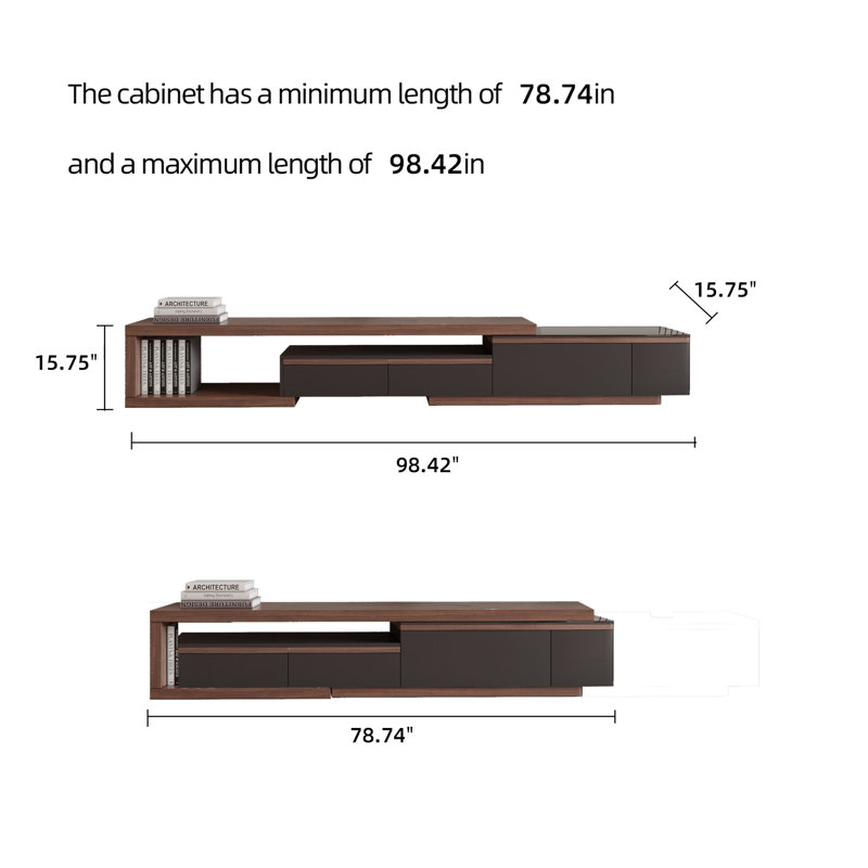 Hokku Designs Jaaziah 78.74''-98.42'' Retro Extendable Solid Wood TV ...