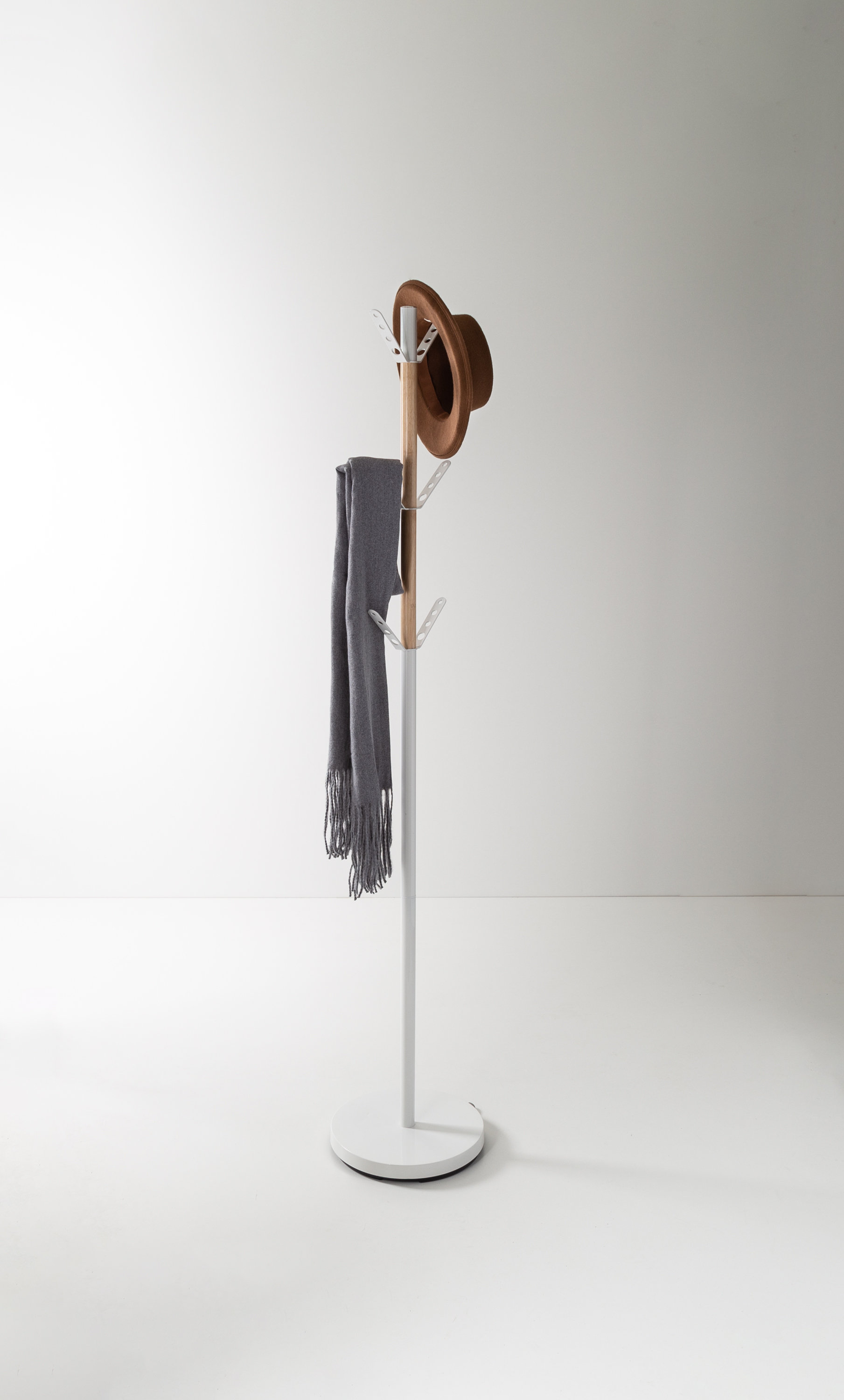 Rebrilliant Modern Standing Coat Rack With Wood Accent, White | Wayfair