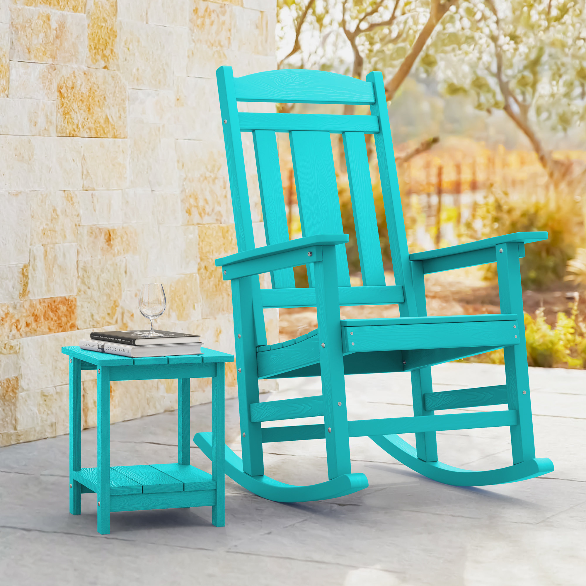 Winston Porter Plastic Rocking Gliding Adirondack Chair | Wayfair