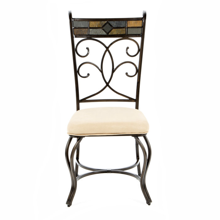 World Menagerie Zamudio Faux Suede Metal Scroll Side Chair & Reviews ...