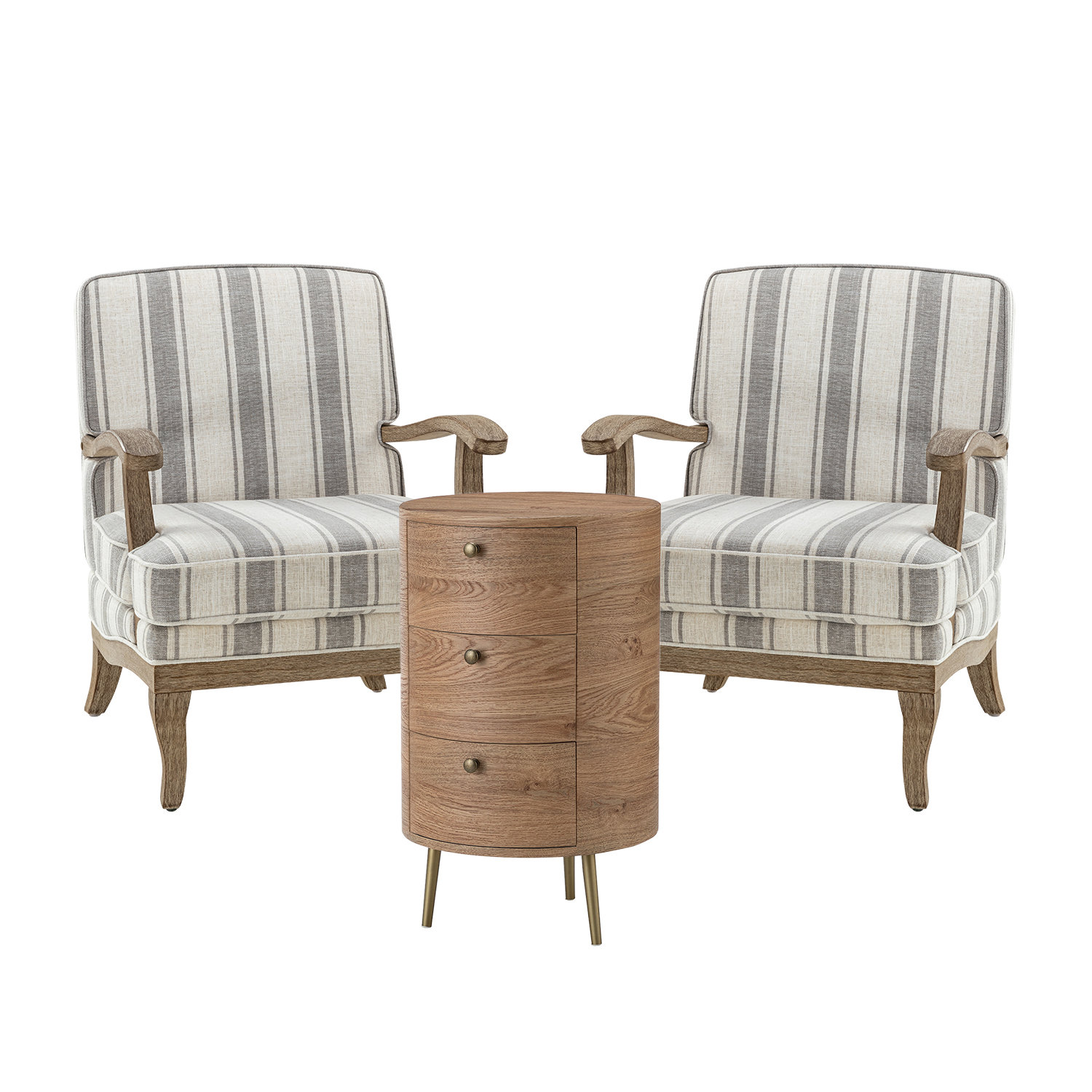 Lark Manor™ Amilio 3-Piece Living Room Set With Armchairs And 3 ...