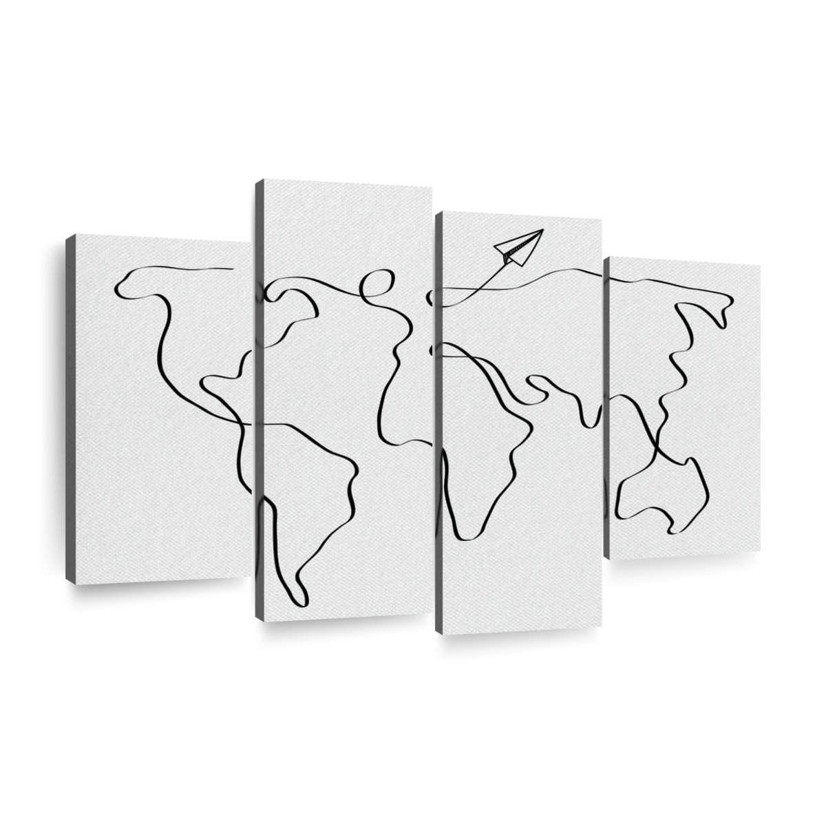 17 Stories World Map One Line World Map Multi Piece Canvas Print On ...