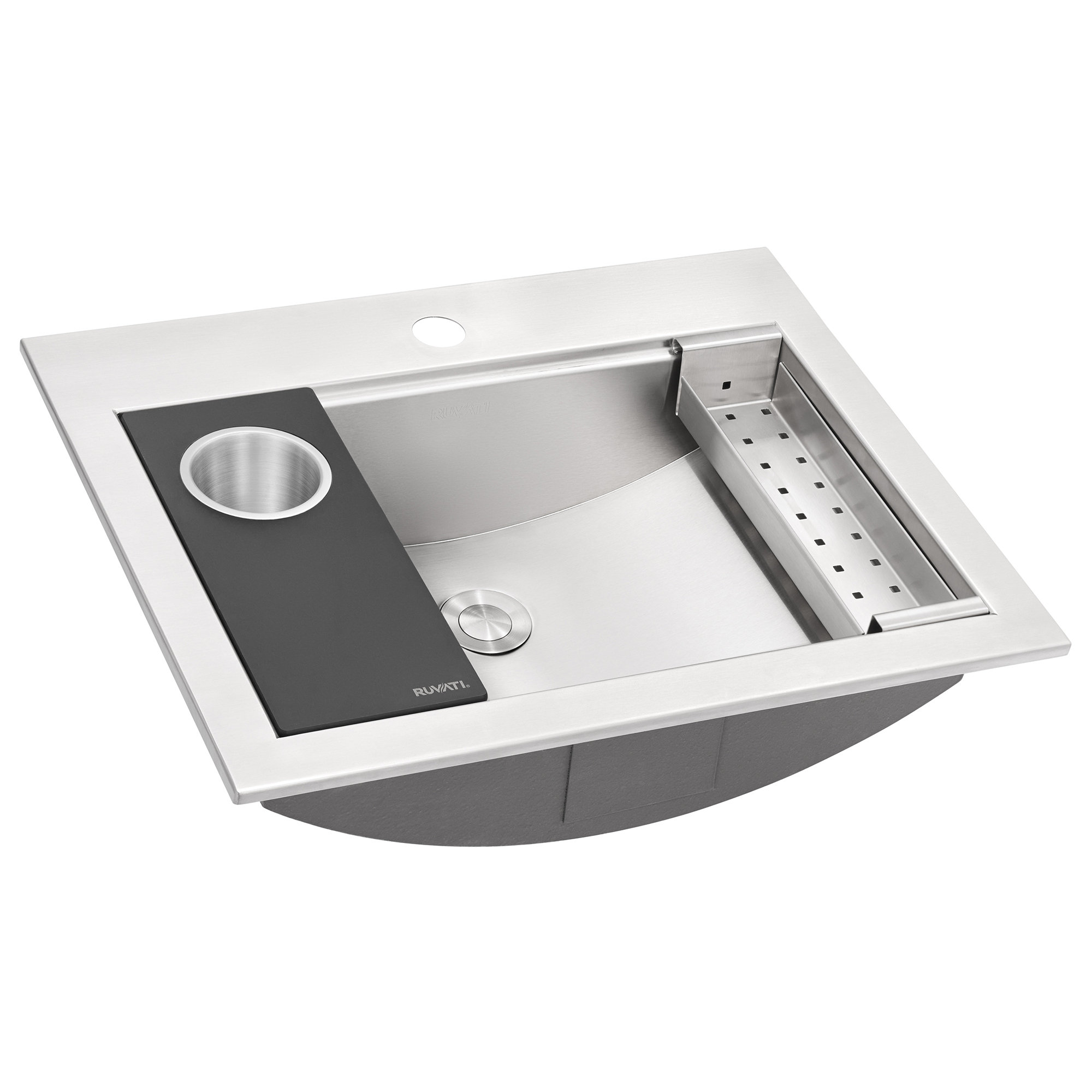 Ruvati 21 x 17 Bathroom Workstation Sink Drop in Topmount in Stainless ...