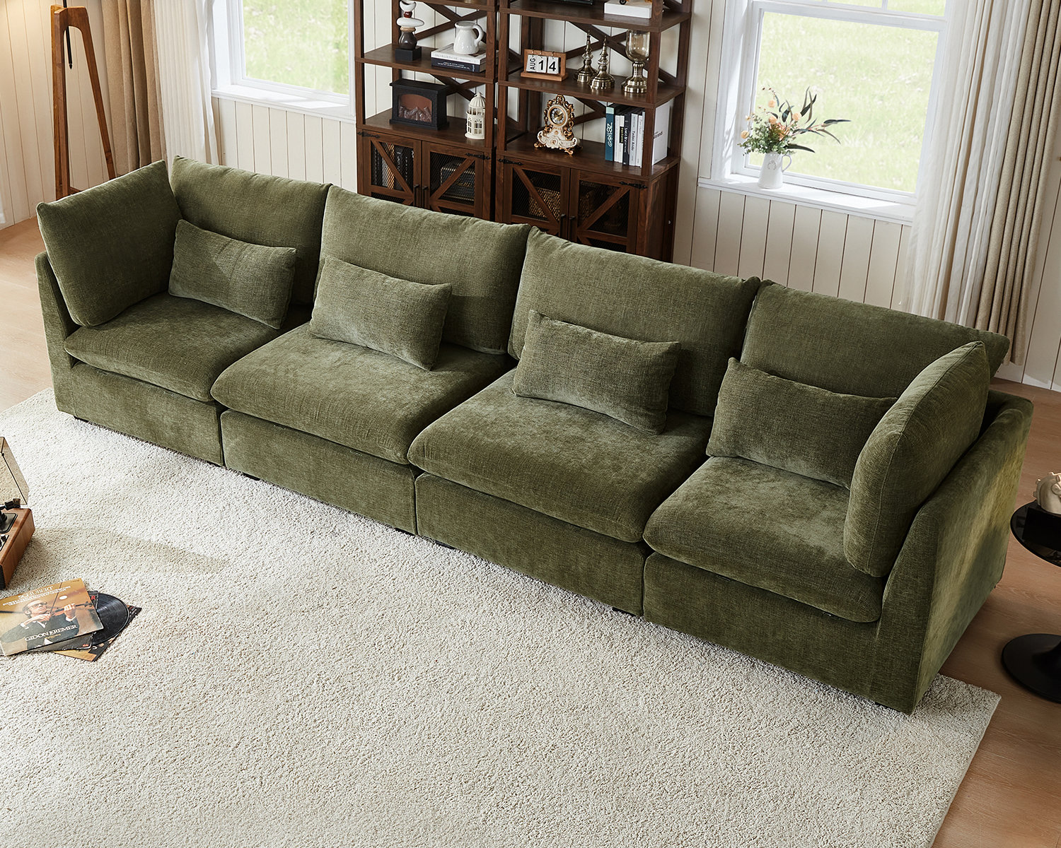Latitude Run® 4 Seater Chenille Oversized Modular Sofa Extra Deep Cloud ...