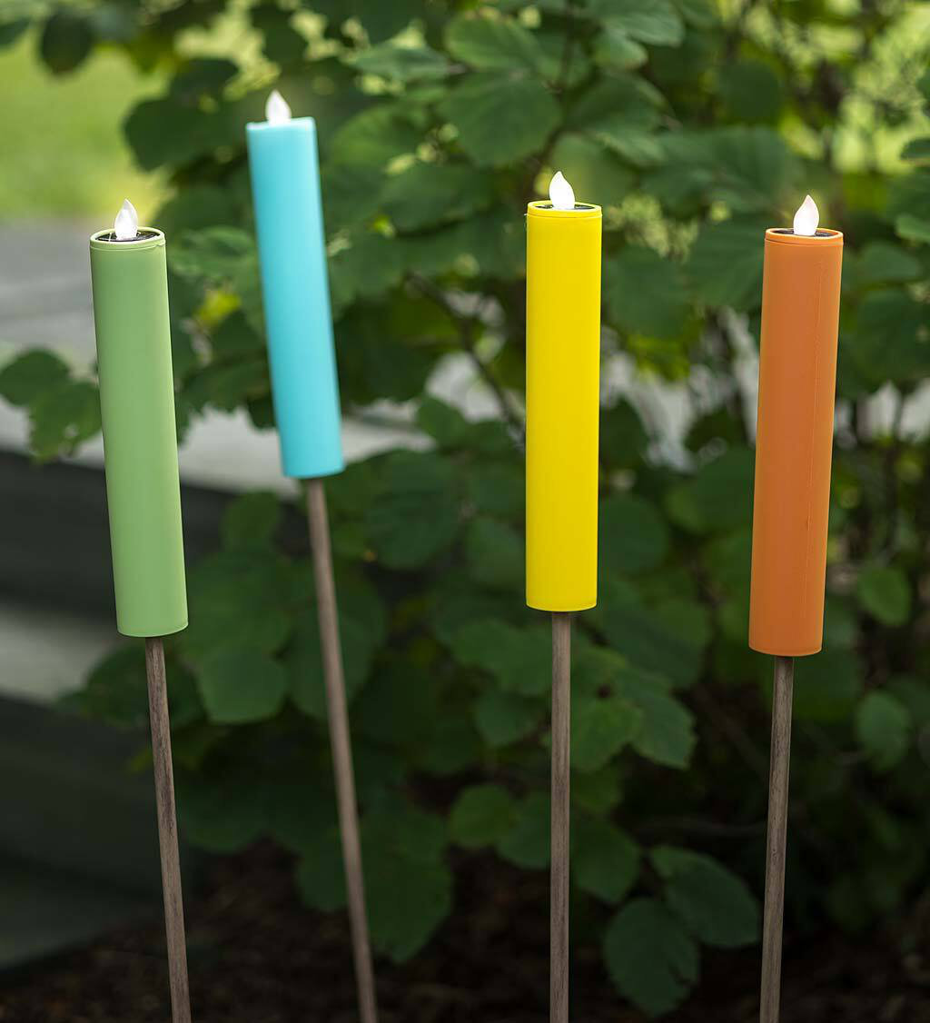 VivaTerra Colorful Solar Candle Stakes, Set Of 4 | Wayfair