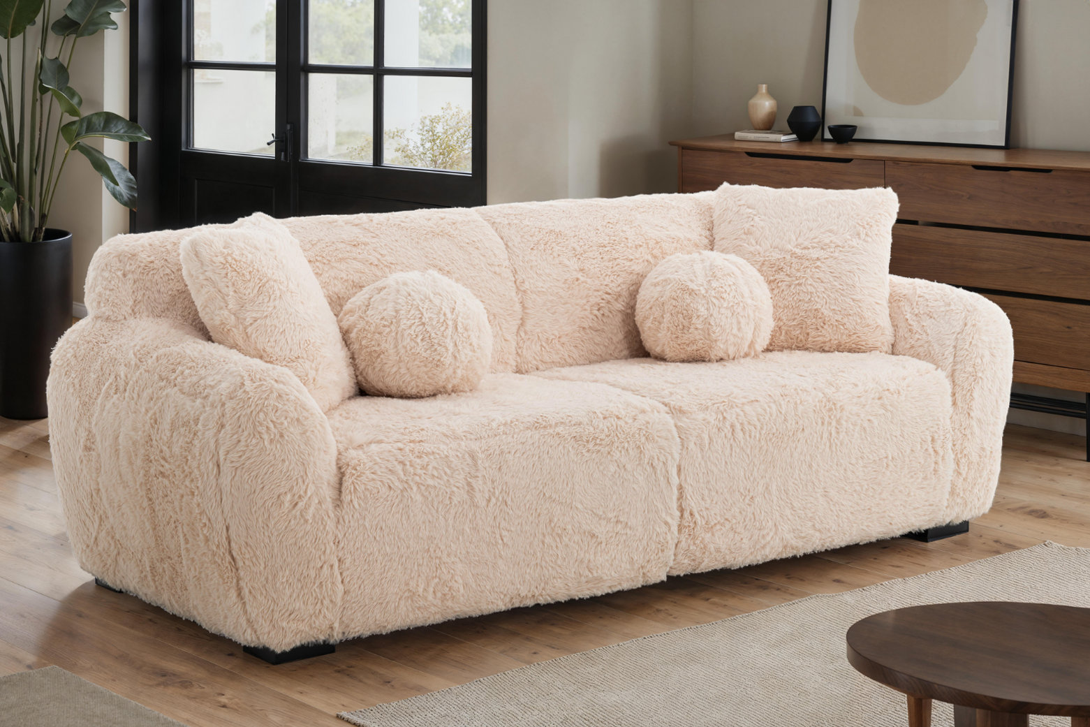 17 Stories Faux Fur Sofa | Wayfair.co.uk