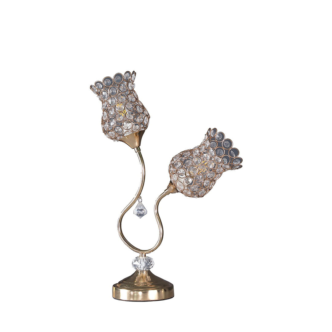Mercer41 18.75" Rose Gold 2-Floral Trumpet Glam Metal Table Lamp | Wayfair
