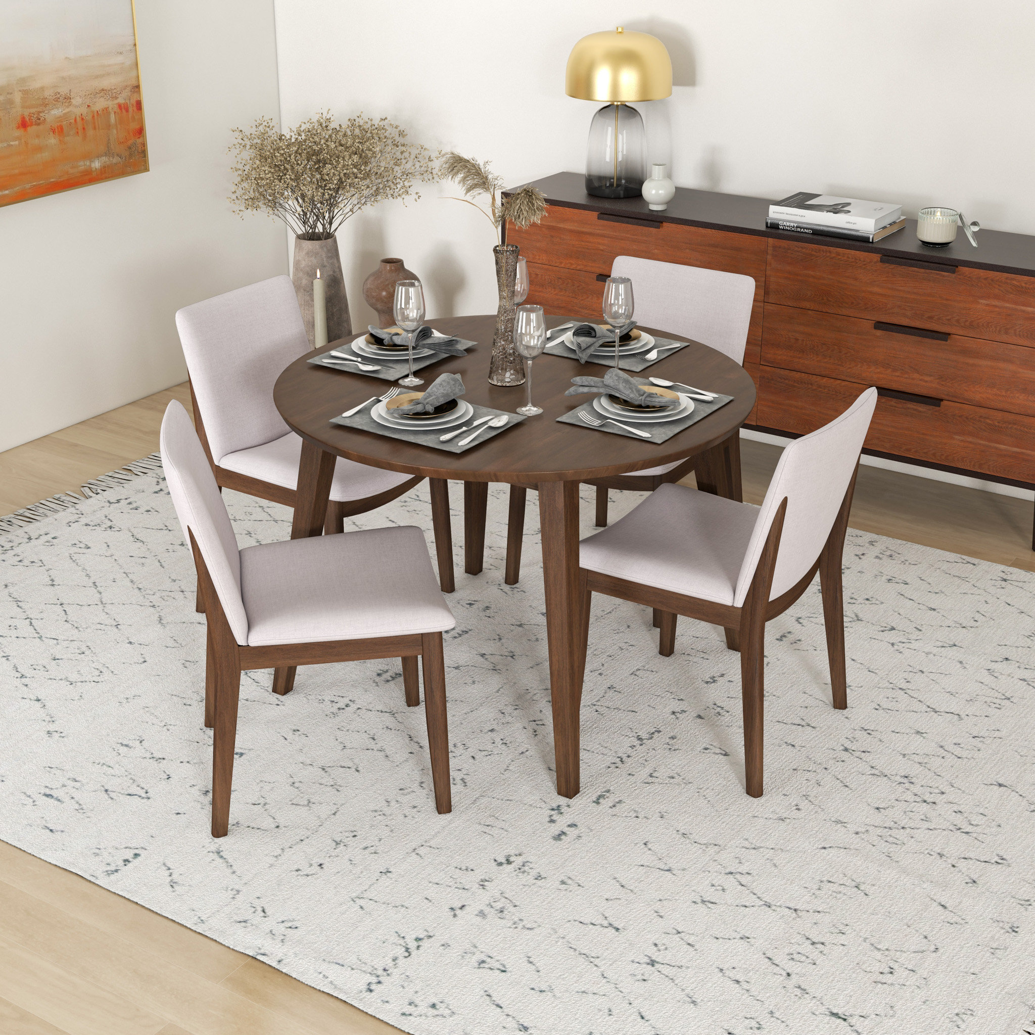 Corrigan Studio® Tiemann 4 - Person Solid Wood Dining Set | Wayfair