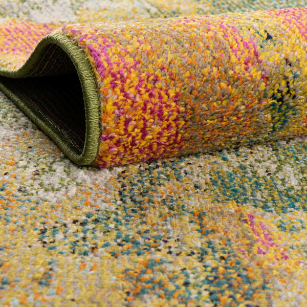 Wade Logan® Ansela Performance Green/Orange Rug & Reviews | Wayfair