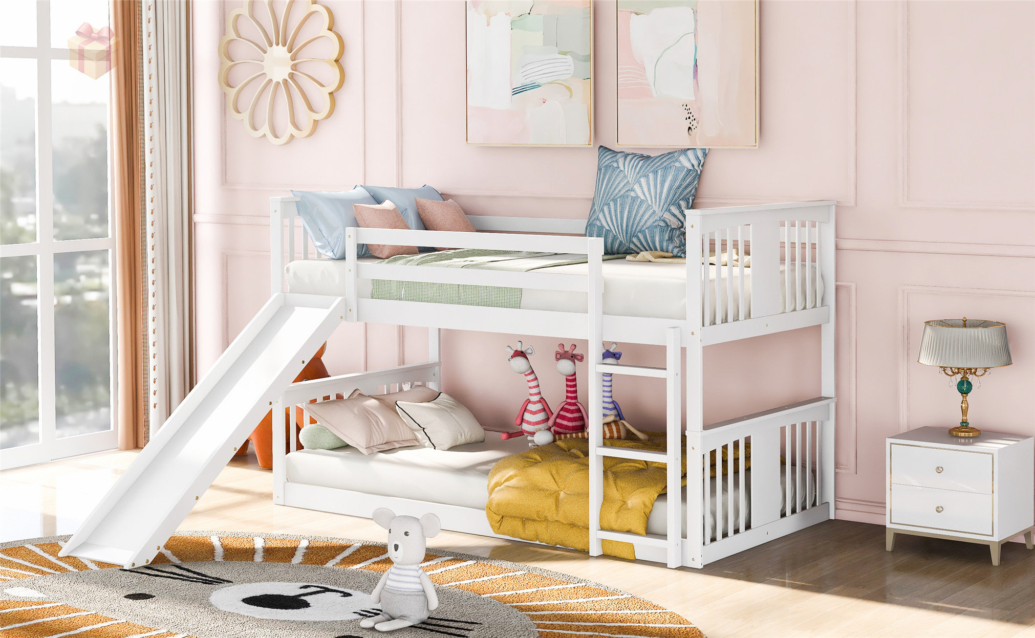 Harriet Bee Sturdy and Versatile Bunk Bed with Slide and Ladder for ...