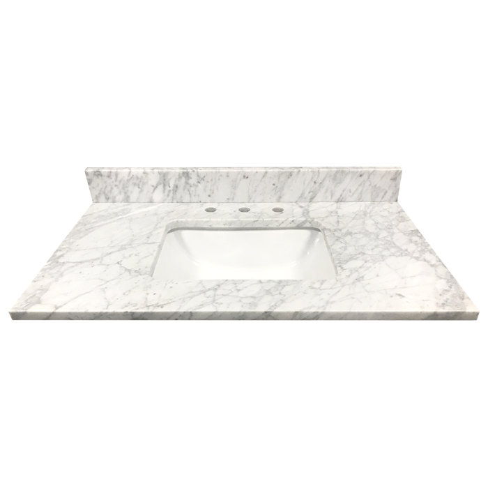 Tile & Top 37'' Marble Single Bathroom Vanity Top with Sink | Wayfair