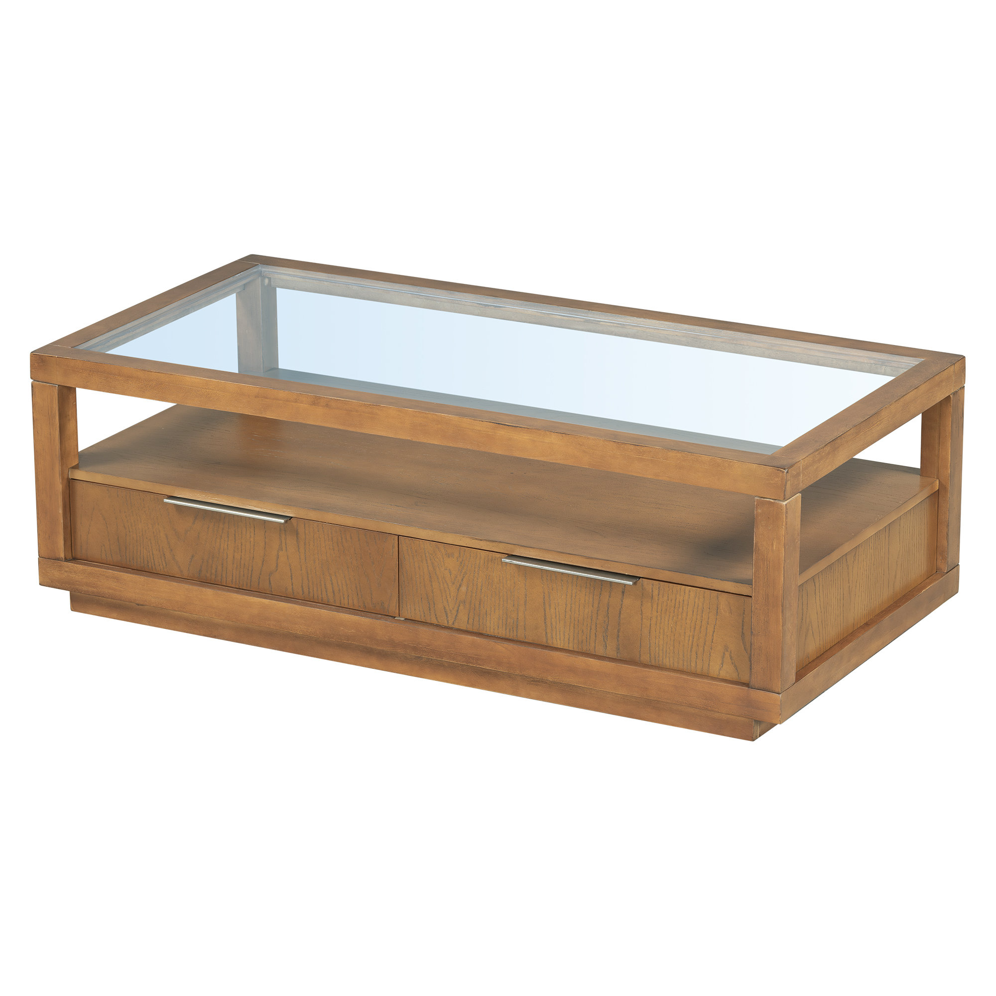 Latitude Run® Minimalist Solid Wood Coffee Table with Glass Display and ...