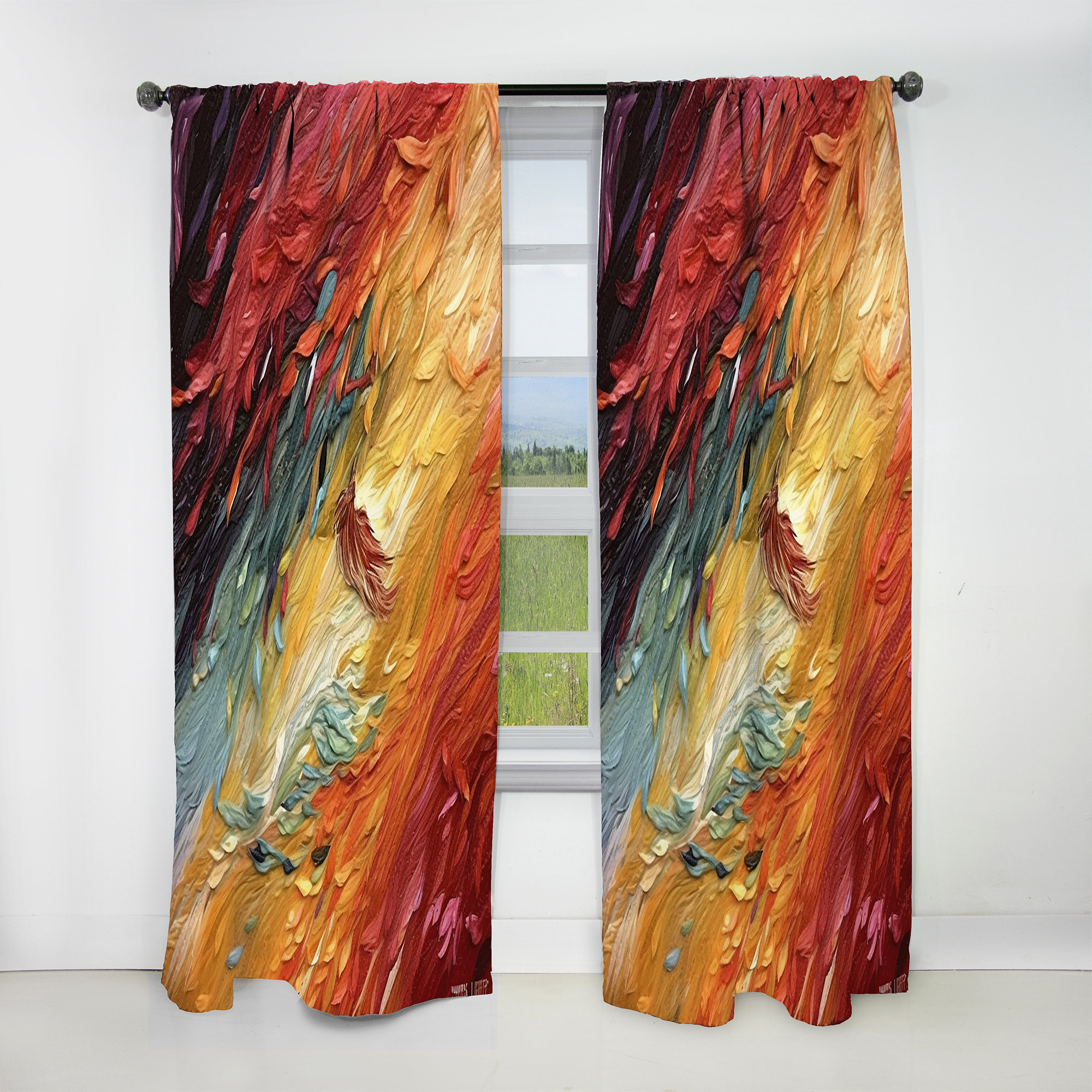 Design Art Abstract Wabes In Retro Red And Orange - Abstract Blackout ...