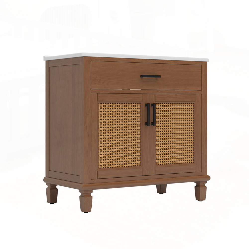Bay Isle Home™ Exquisite Rattan Bathroom Vanity with Spacious Storage ...