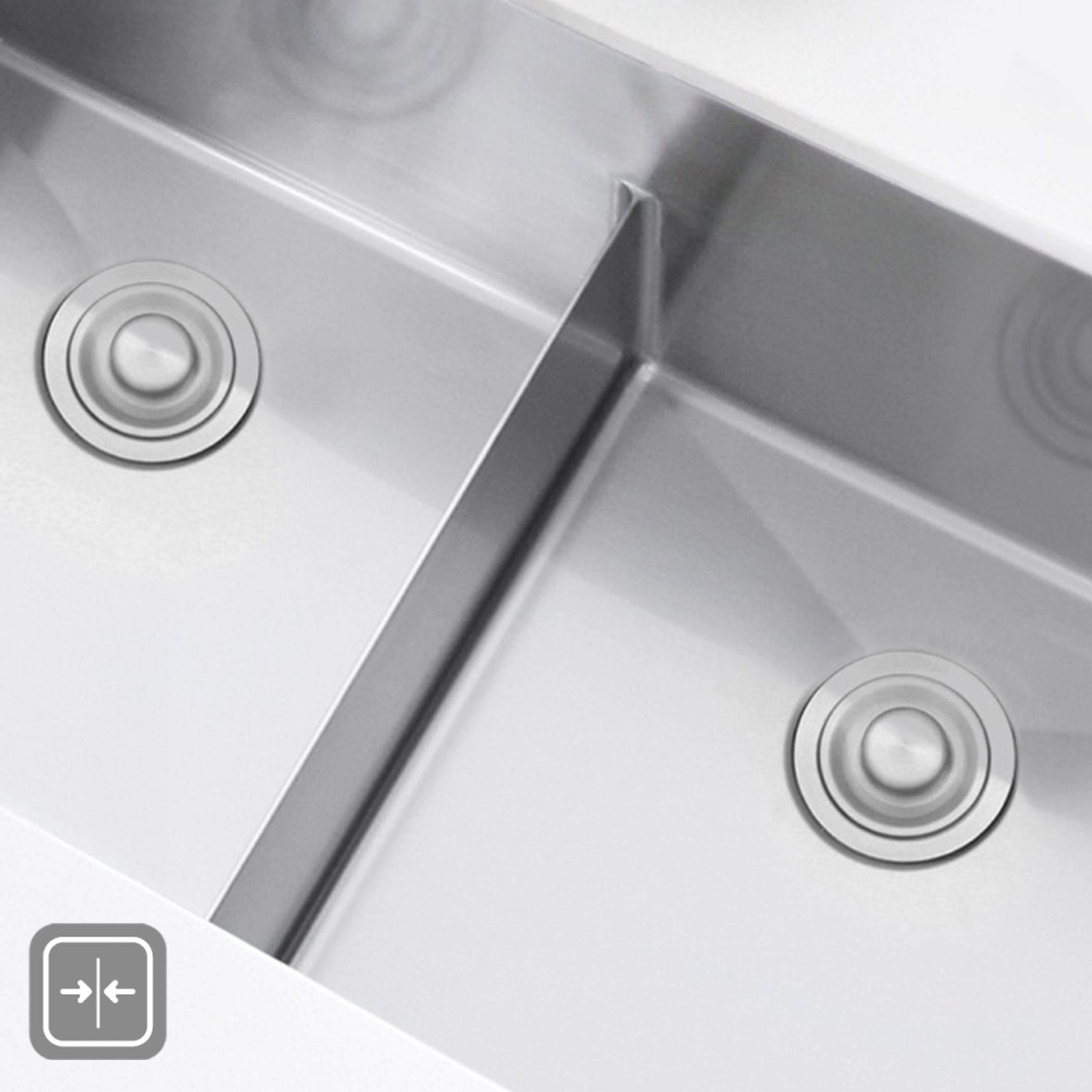 STYLISH 32 inch Low Divider 60/40 Double Bowl Undermount Kitchen Sink ...