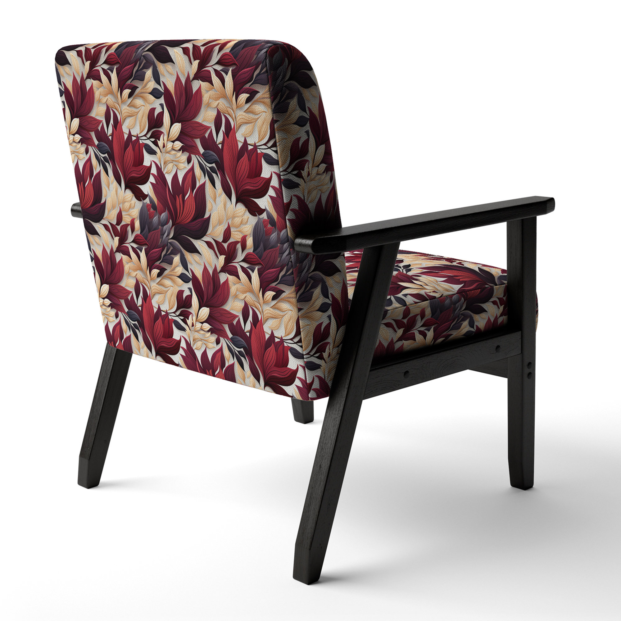 Winston Porter Botanical Multicolor Leaves Pattern - Upholstered ...