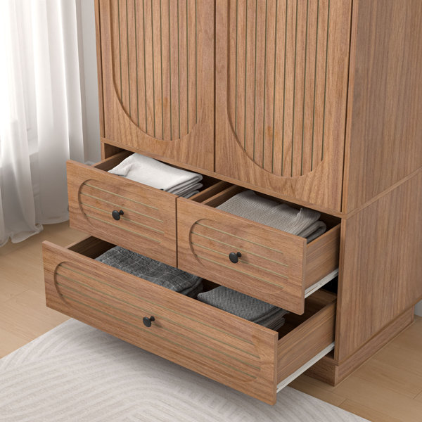 Millwood Pines Armoire Wardrobe Closet, Wardrobe Armoire With 3 Drawers ...