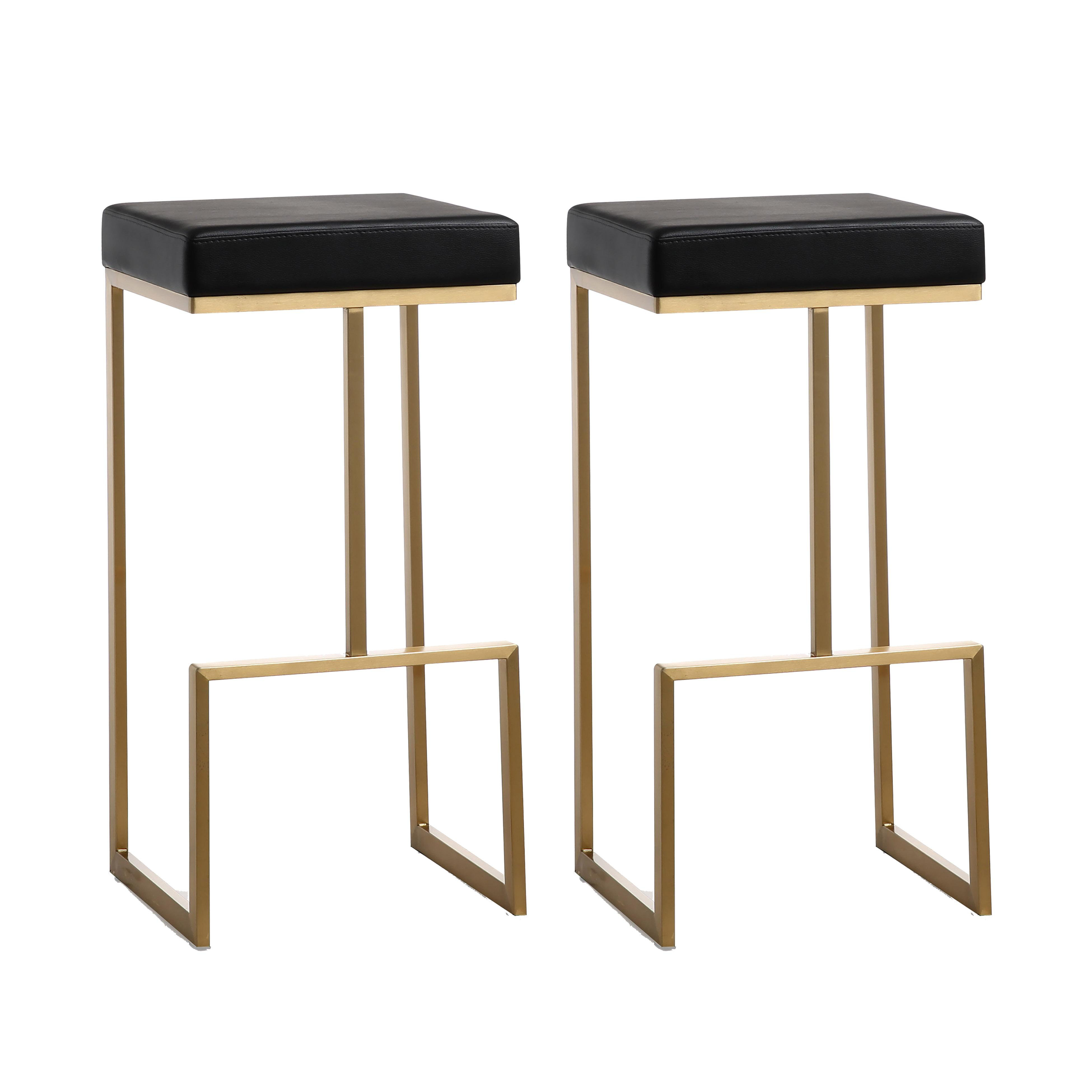 TOV Furniture Ferrara Performance Vegan Leather and Gold Steel Barstool ...