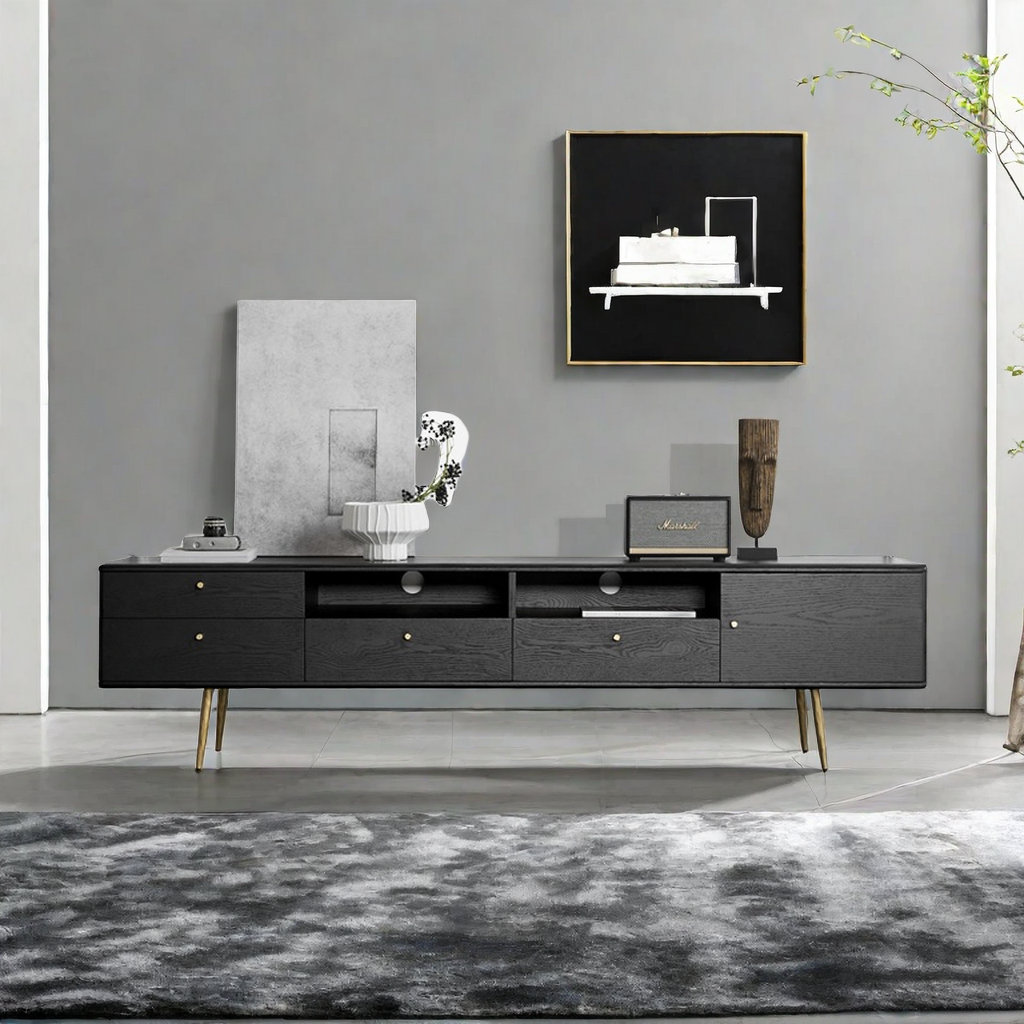 Dream cabinet Modern Simple Black TV Cabinet 78.7'' Media Console | Wayfair
