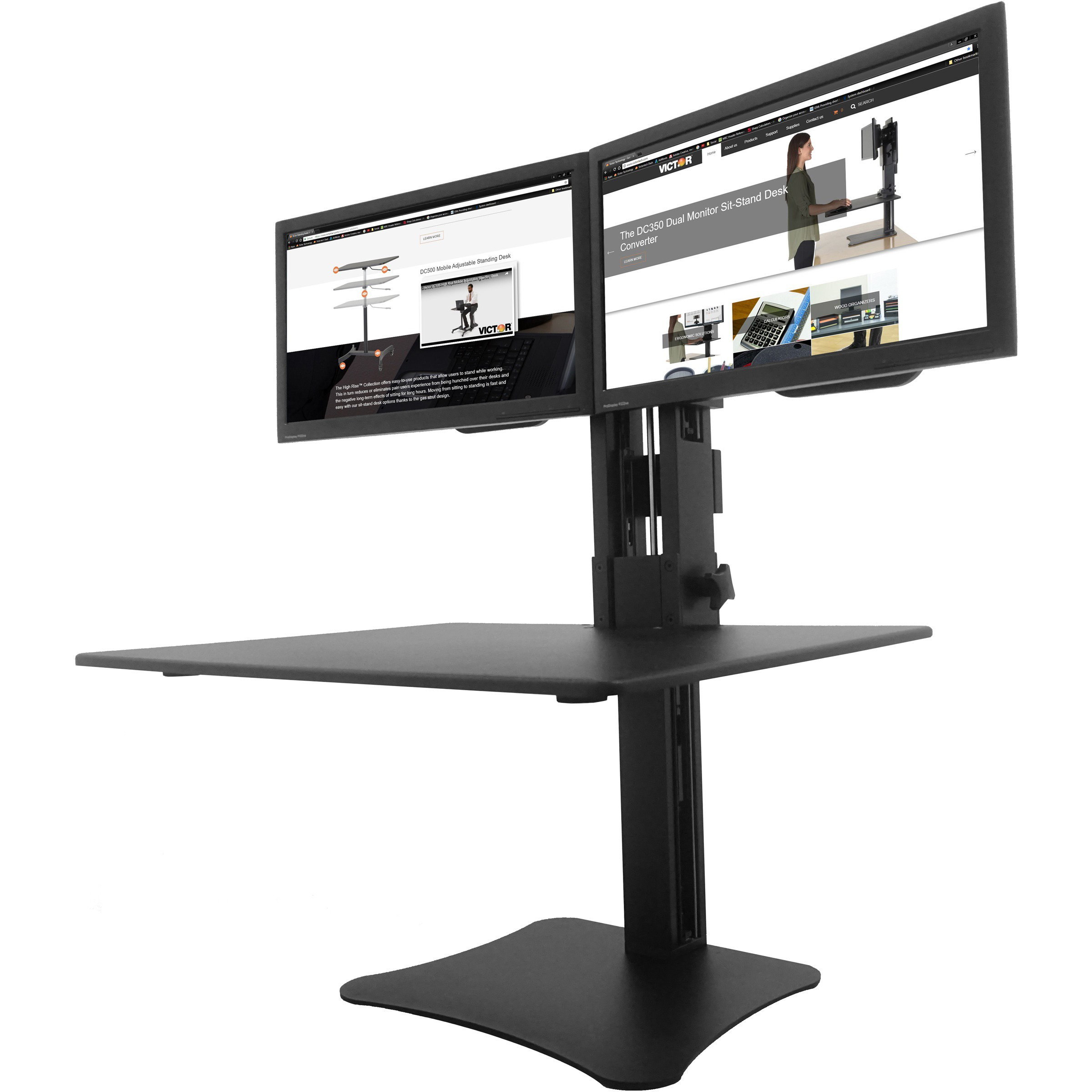 Victor Technology Victor High Rise Manual Dual Monitor Standing Desk ...