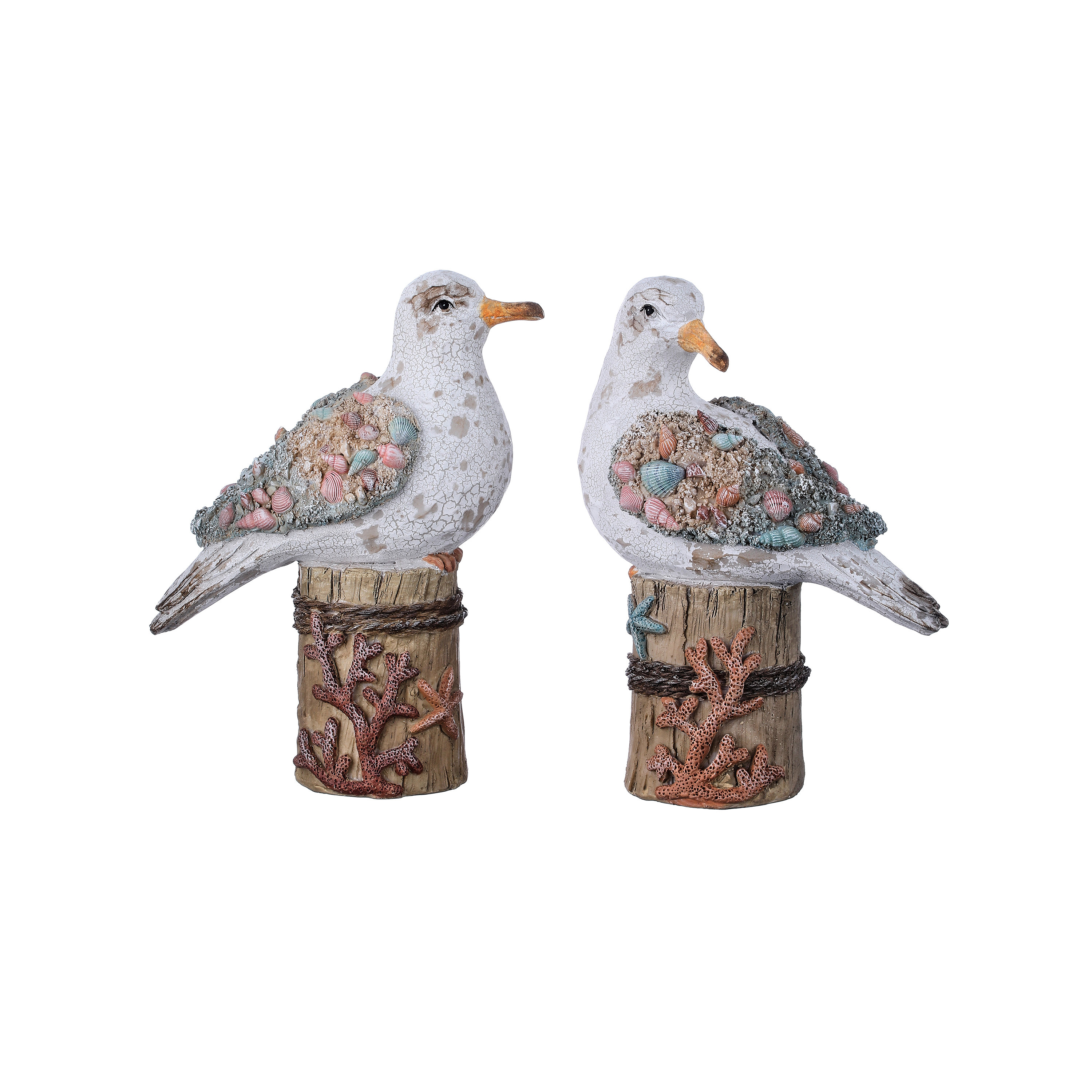 Highland Dunes 8" Resin Seagull On Piling | Wayfair