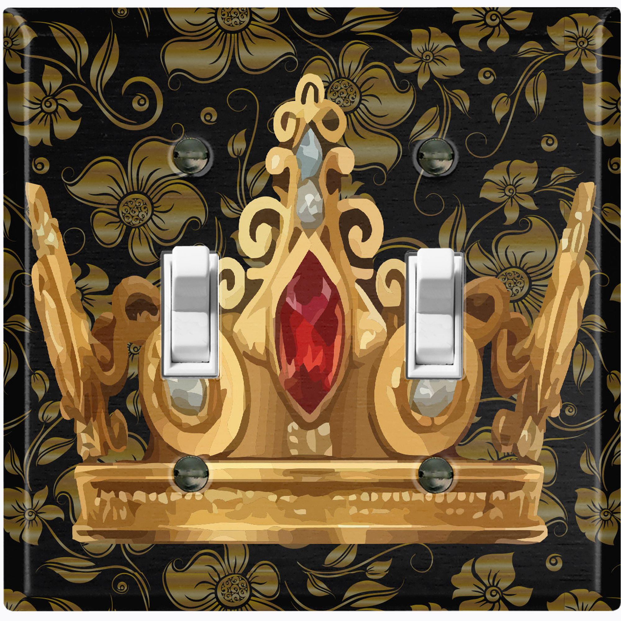 WorldAcc Elegant Red Jewel Crown Print Nature Themed 2 - Gang Toggle ...