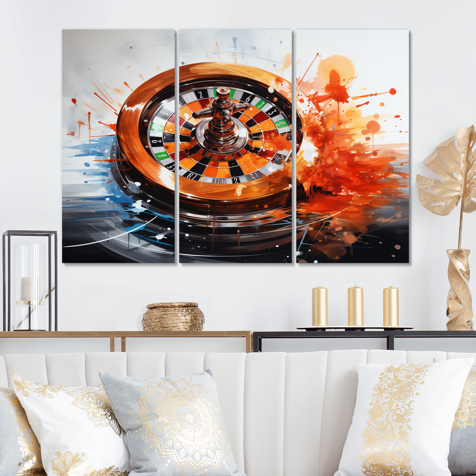 Ebern Designs Casino Royale Roulette II On Canvas 3 Pieces Print | Wayfair