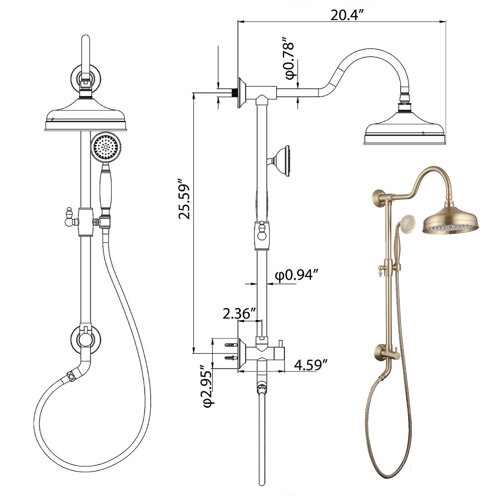 Selected Dual Shower Head 1.8 GPM with Slide Bar (Valve Not Included ...