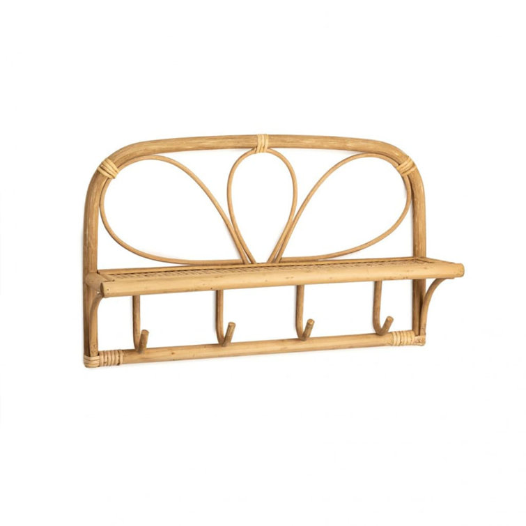 Bay Isle Home Norcatur Rectangl Rattan Floating Shelf with Hooks ...