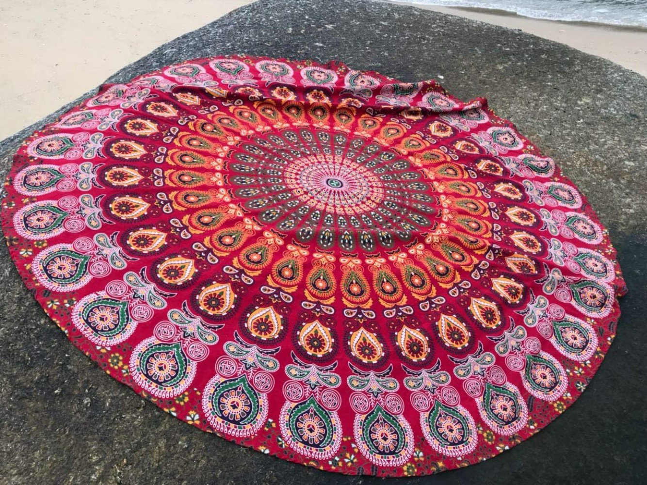Bungalow Rose Mandala Round Beach Tapestry Hippie Mandala/Boho Decor ...