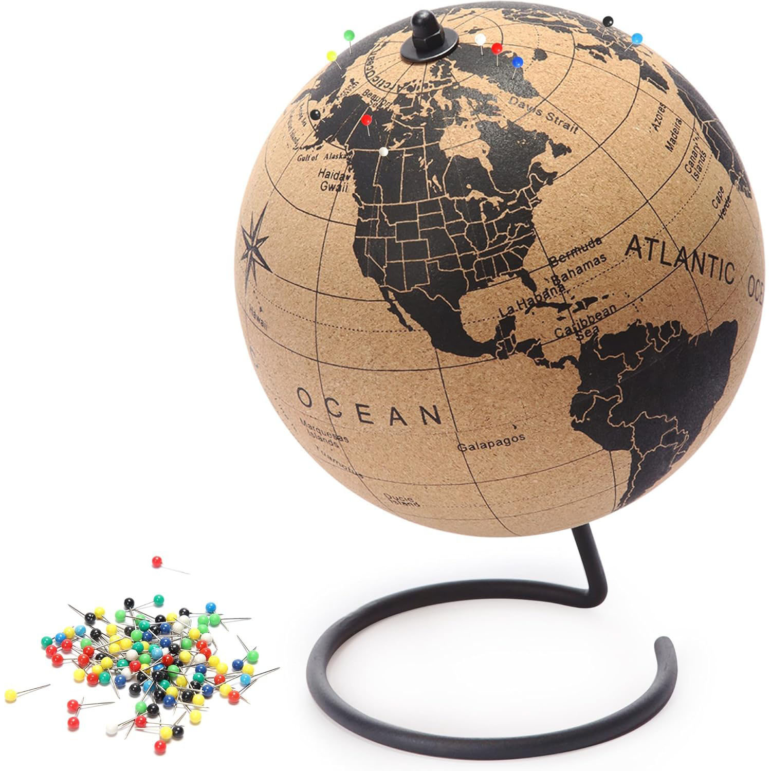 Brayden Studio 9.4" Interactive Cork Globe with 100 Push Pins ...