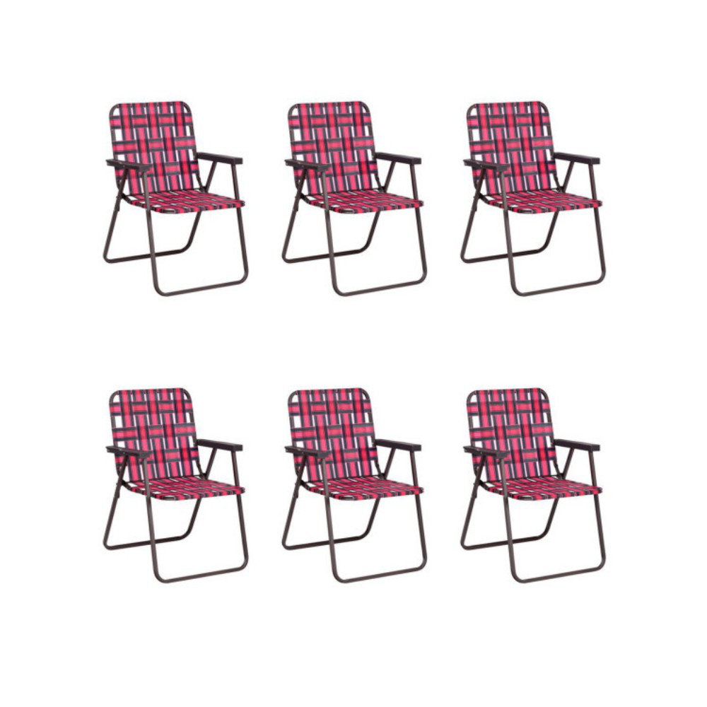 Hokku Designs 6 Pieces Folding Beach Chair Camping Lawn Webbing Chair ...