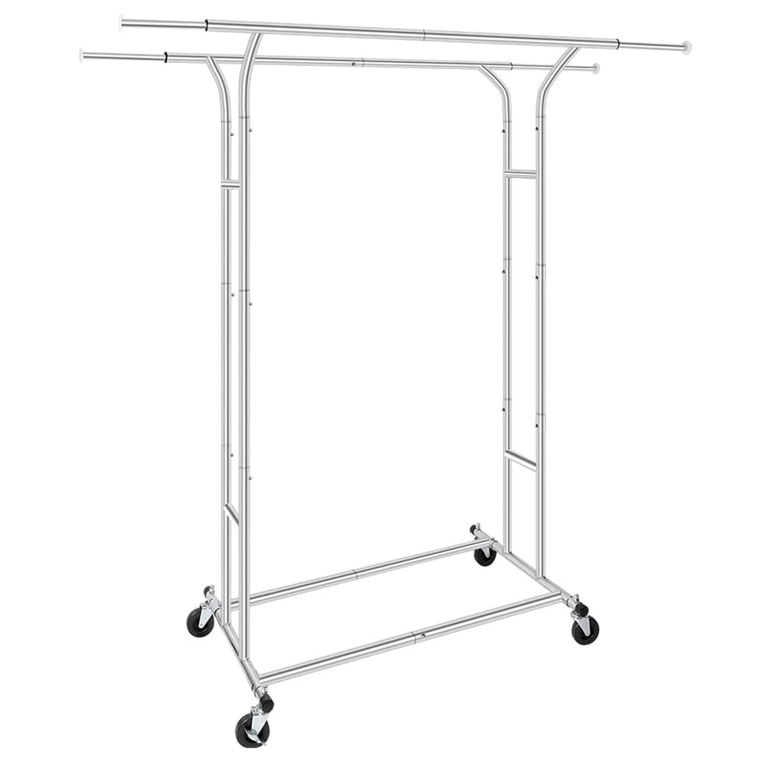 Rebrilliant Black Heavy Duty Double Rod Garment Rack For Hanging ...