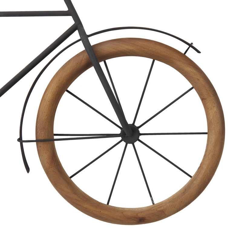 Williston Forge Metal Bike Brown Wall Decor with Wood Wheels & Reviews ...