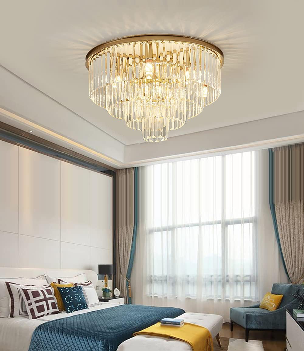 Mercer41 Modern Crystal Chandelier With K9 Crystals, Gold Round Ceiling ...